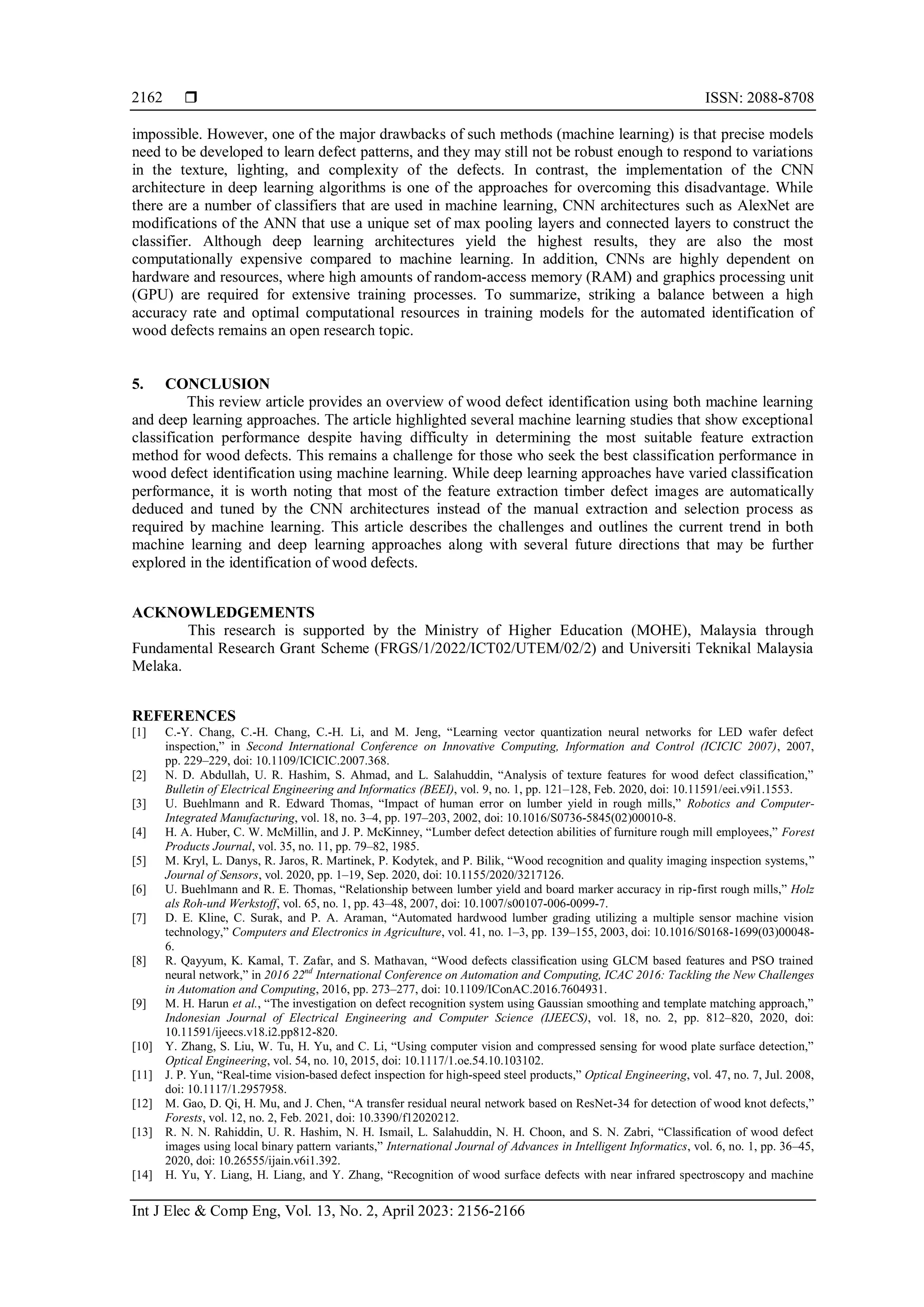 A review of the automated timber defect identification approach | PDF