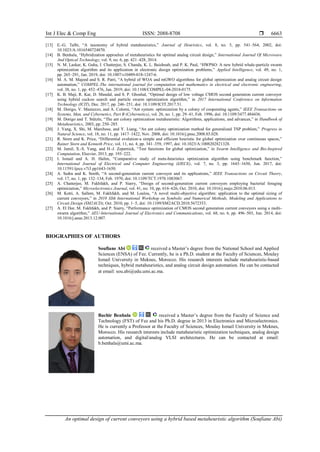 An optimal design of current conveyors using a hybrid-based metaheuristic algorithm | PDF