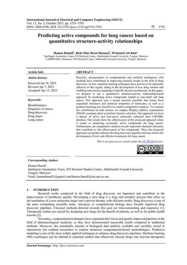 Predicting active compounds for lung cancer based on quantitative structure-activity ...