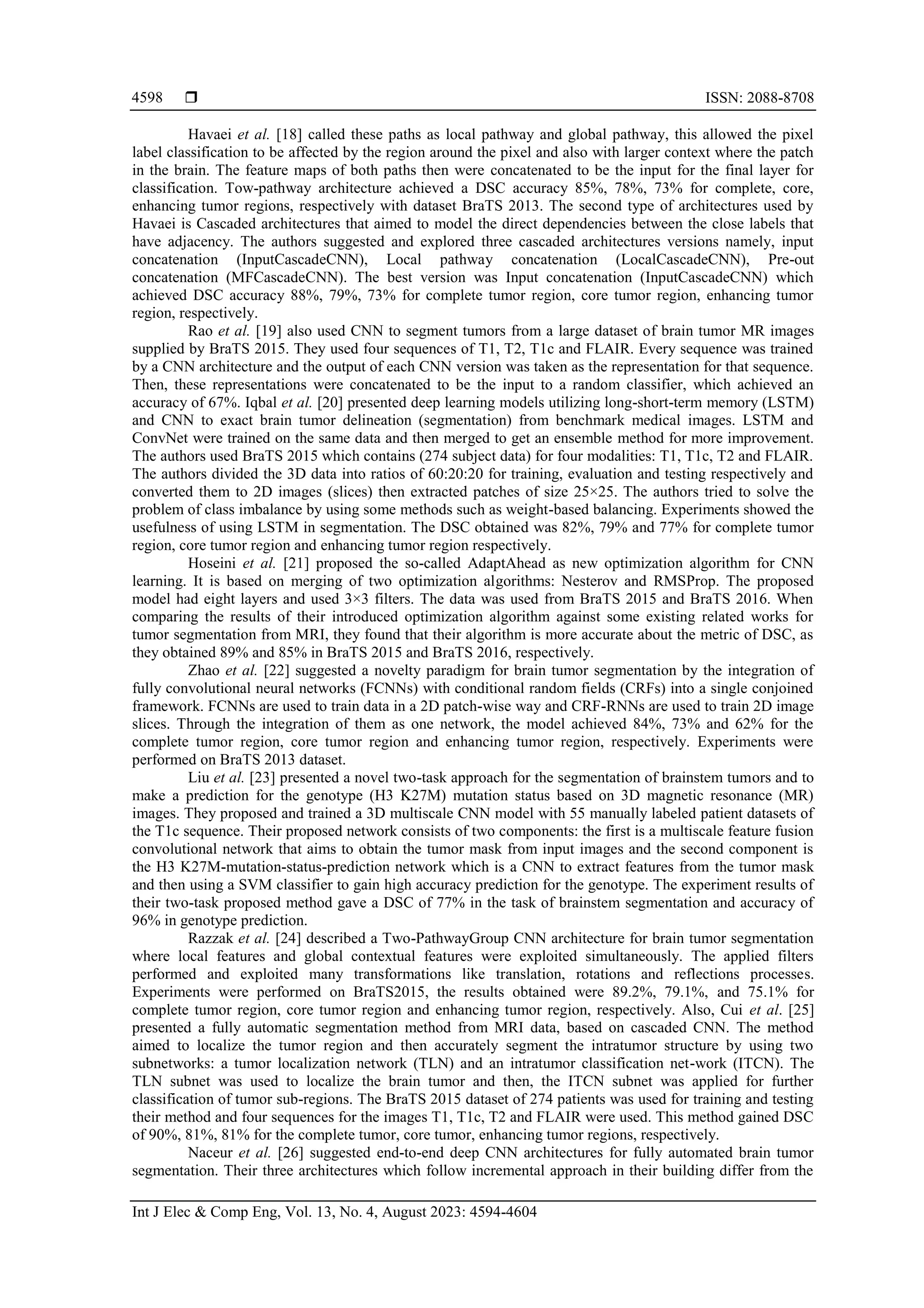 Overview Of Convolutional Neural Networks Architectures For Brain Tumor Segmentation Pdf