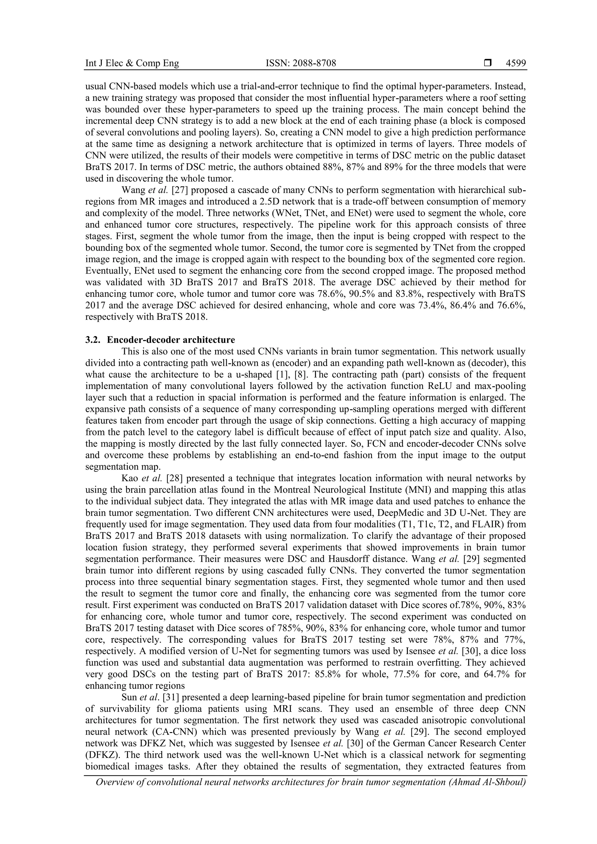 Overview Of Convolutional Neural Networks Architectures For Brain Tumor Segmentation Pdf