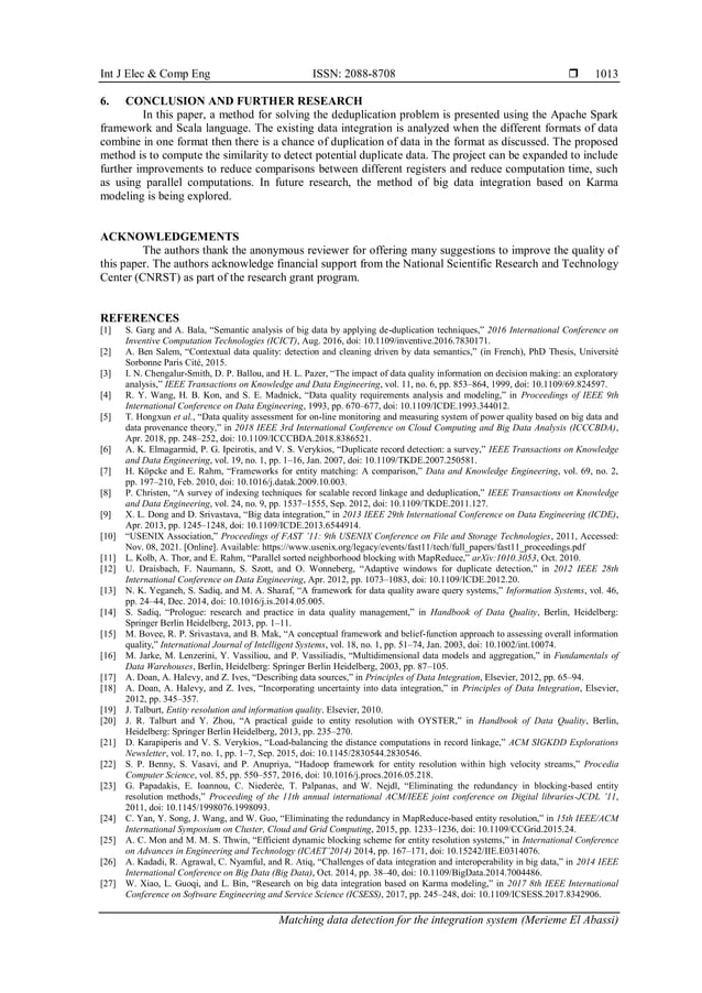 Matching data detection for the integration system | PDF