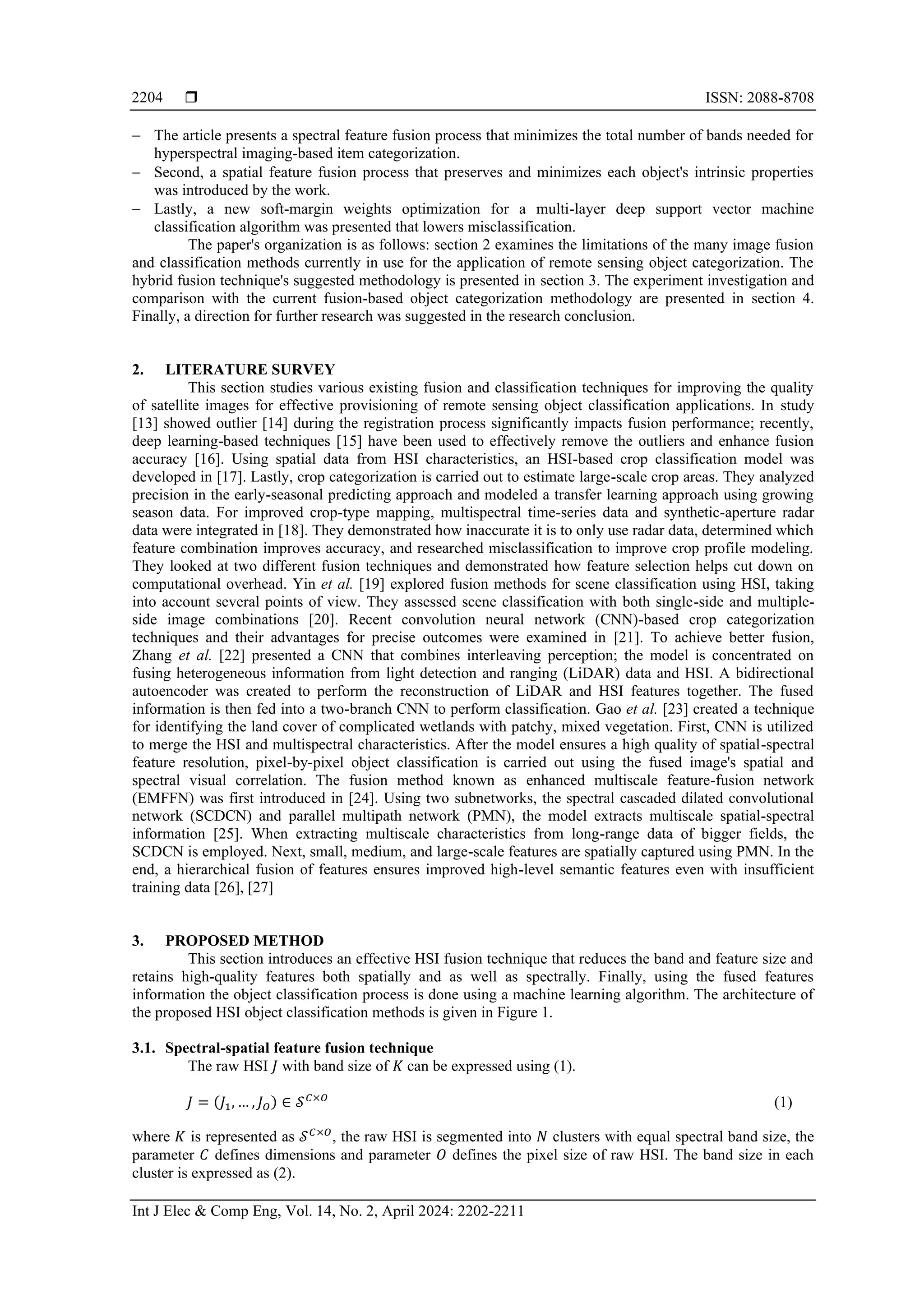 Hyperspectral Object Classification Using Hybrid Spectral Spatial