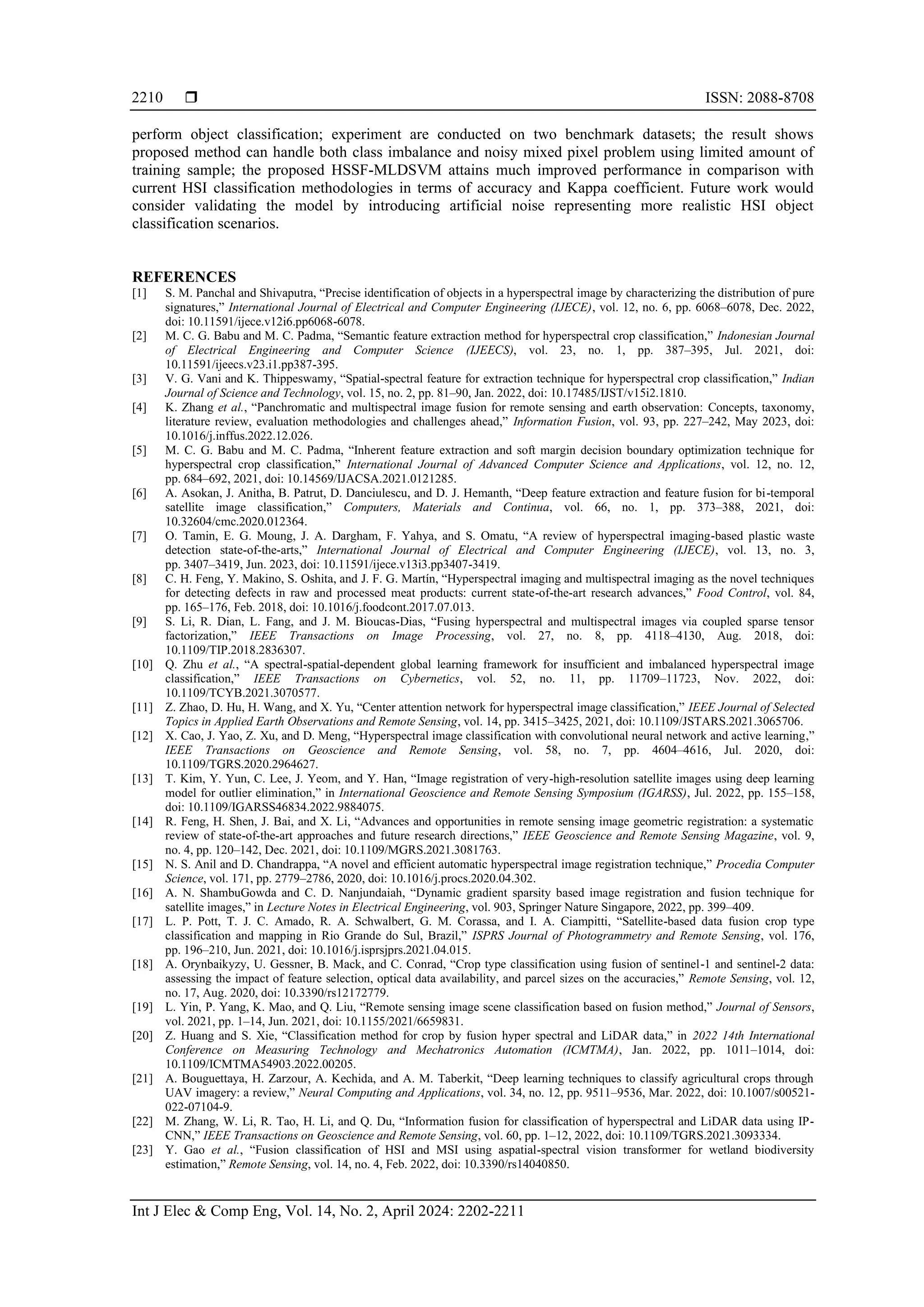 Hyperspectral Object Classification Using Hybrid Spectral Spatial Fusion And Noise Tolerant Soft