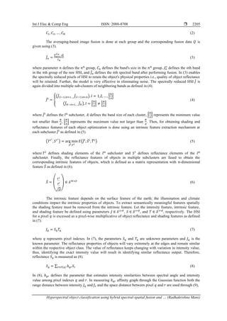 Hyperspectral object classification using hybrid spectral-spatial fusion and noise tolerant soft ...