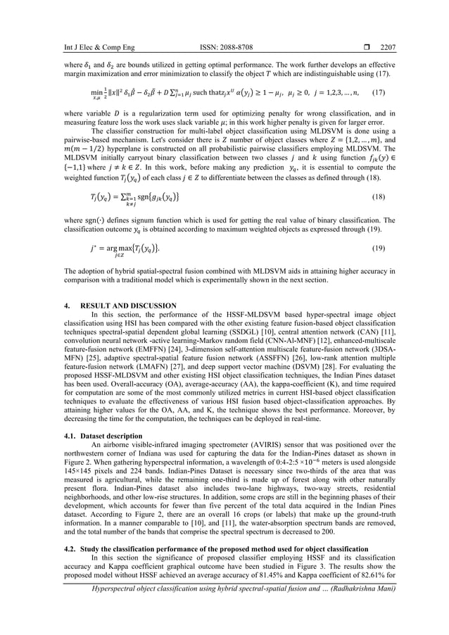 Hyperspectral object classification using hybrid spectral-spatial fusion and noise tolerant soft ...