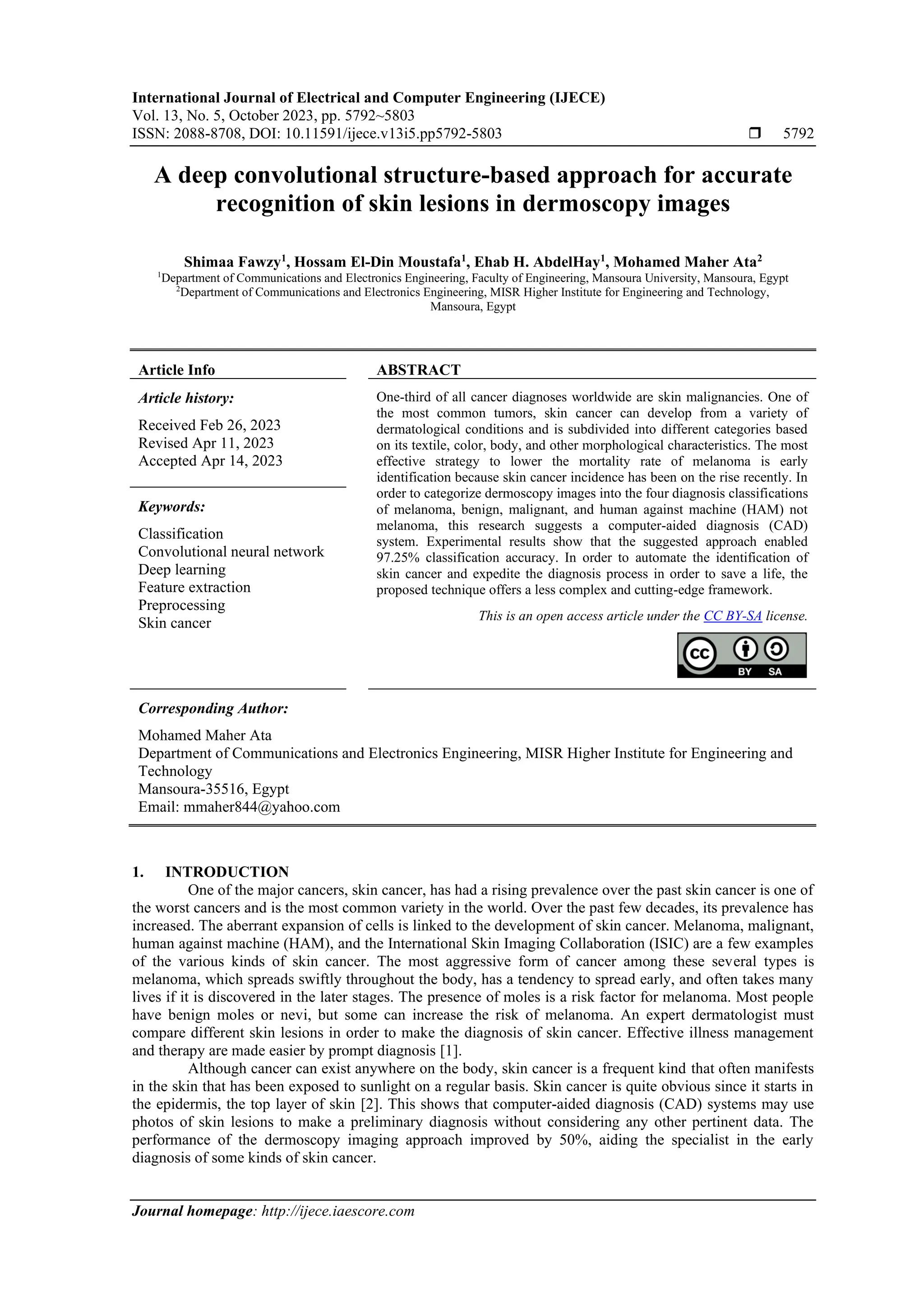 A deep convolutional structure-based approach for accurate recognition ...