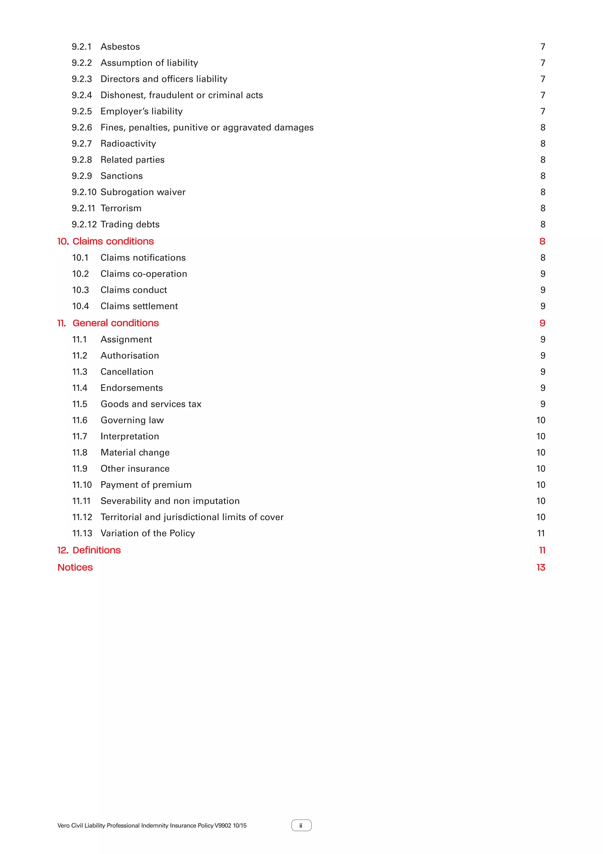 Vero Professional Indemnity Policy Wording | PDF