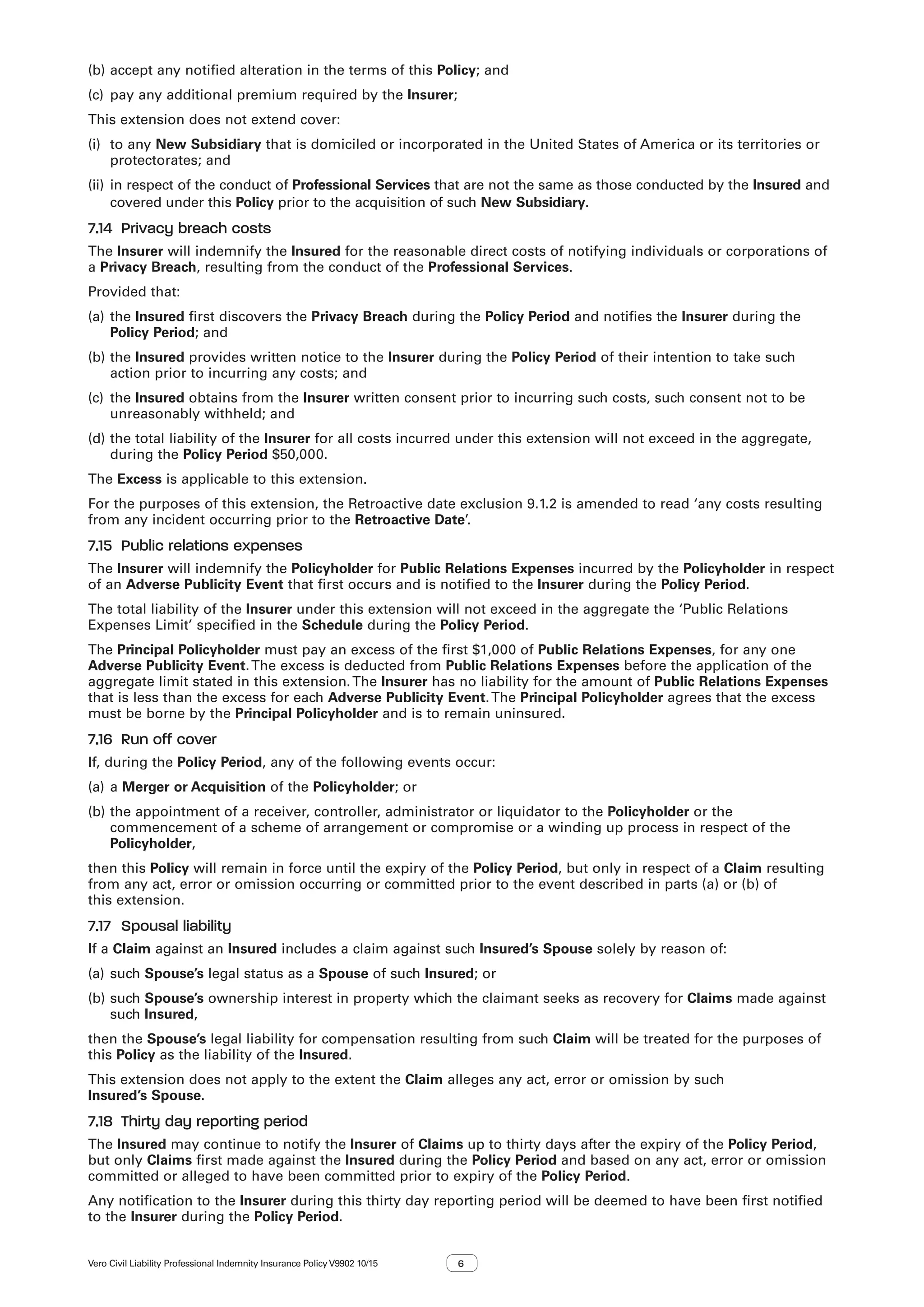 Vero Professional Indemnity Policy Wording | PDF