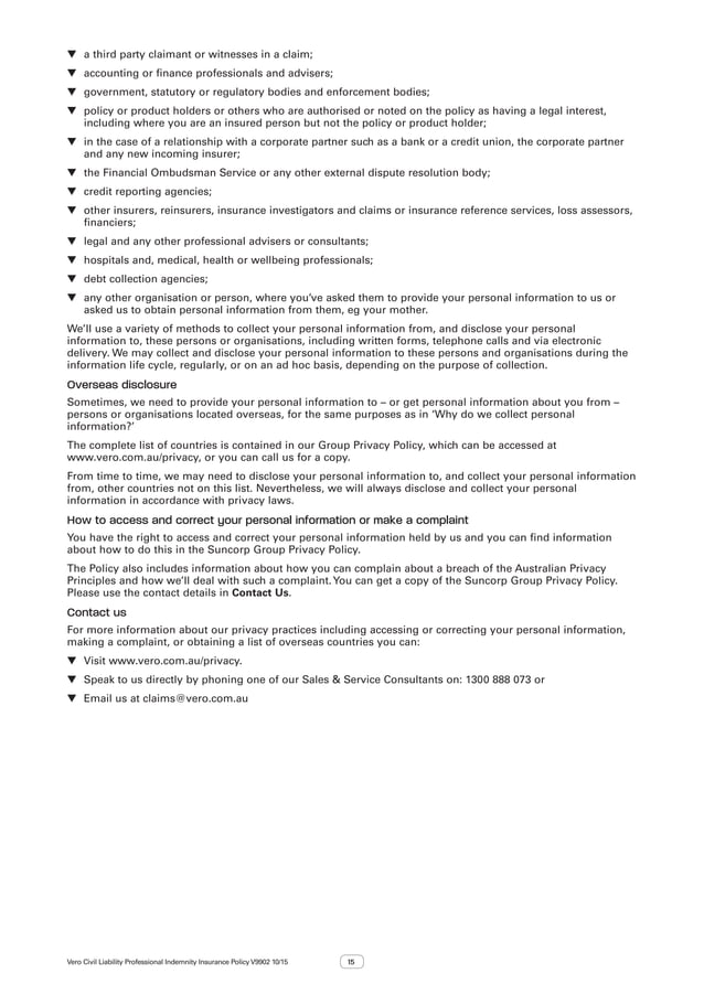 Vero Professional Indemnity Policy Wording | PDF | Motor Insurance ...