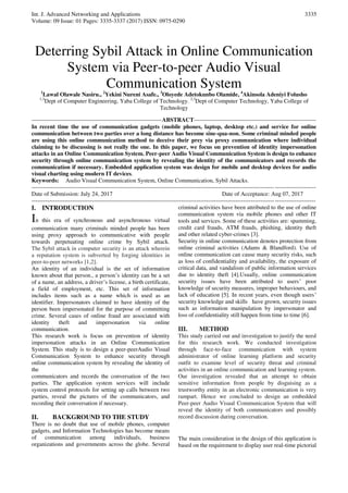 Deterring Sybil Attack in Online Communication System via Peer-to-peer ...