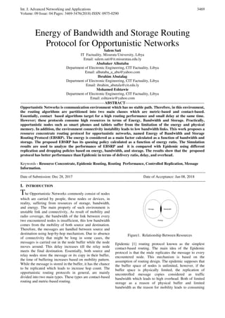 Energy of Bandwidth and Storage Routing Protocol for Opportunistic Networks | PDF