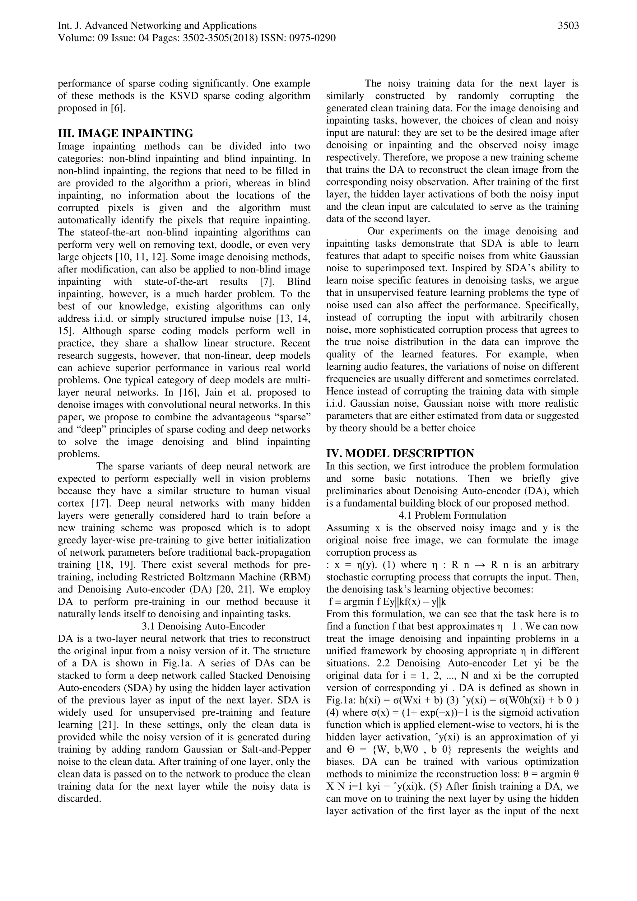 A Novel Approach to Image Denoising and Image in Painting | PDF