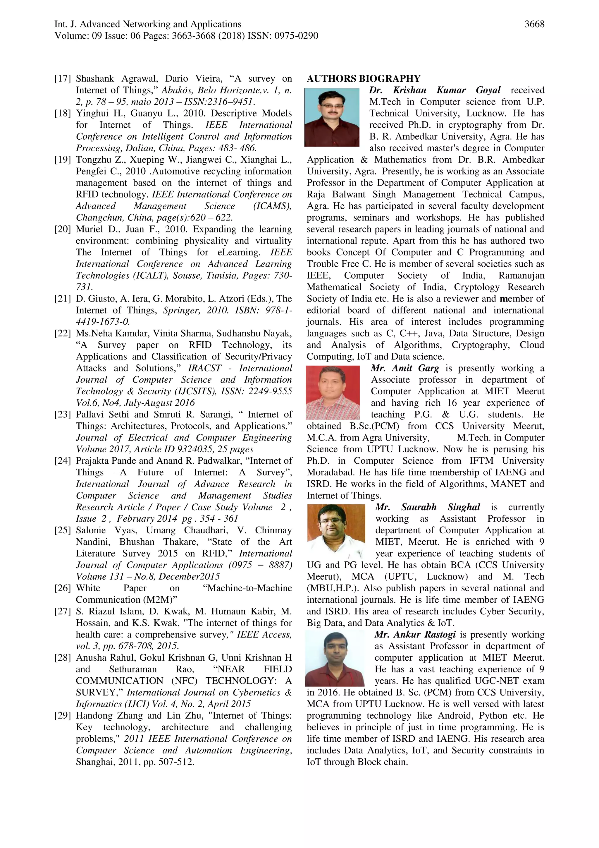 A Literature Survey on Internet of Things (IoT) | PDF
