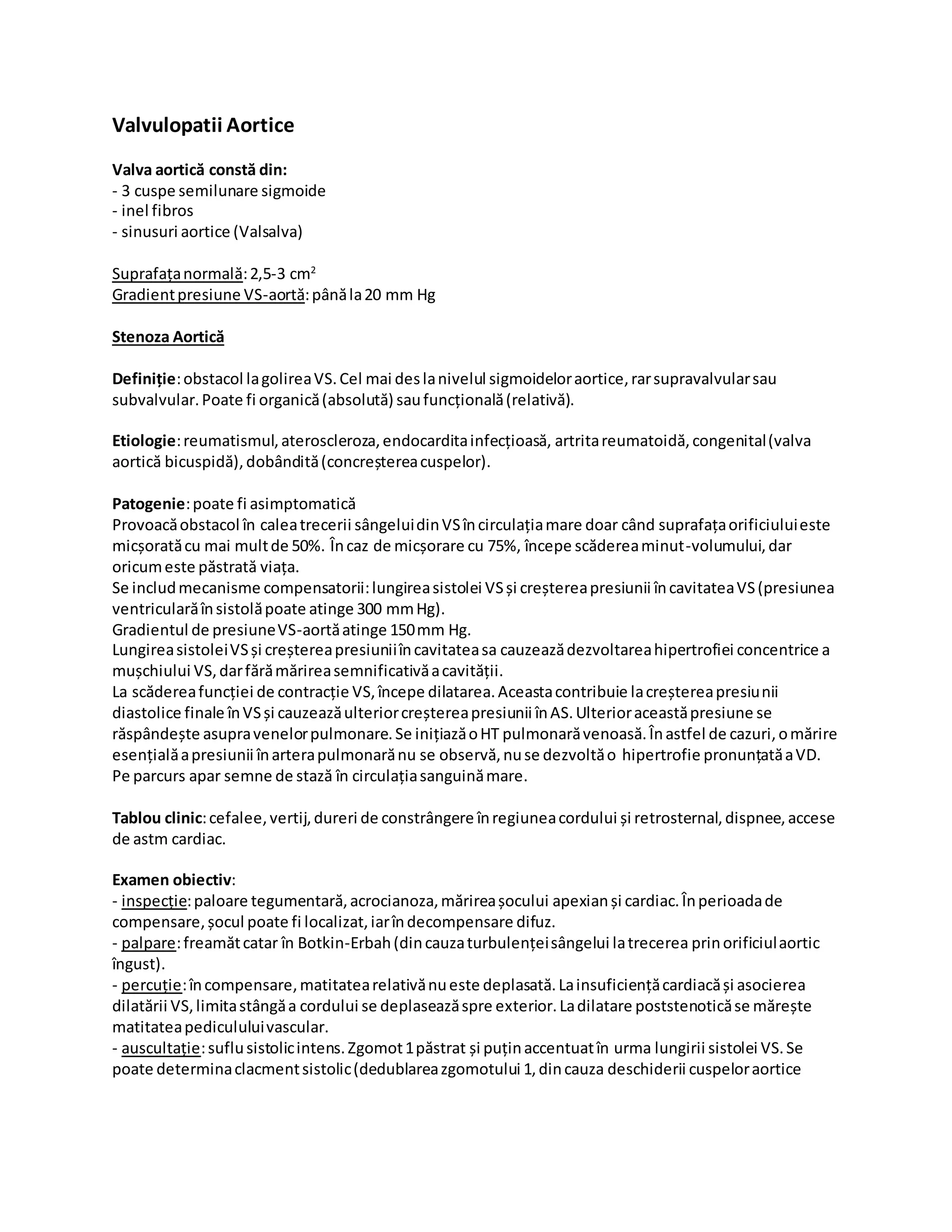 Valvulopatii Aortice | DOCX
