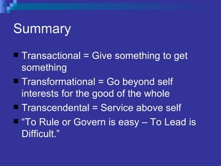 Transactional & Transformational Leadership | PPT