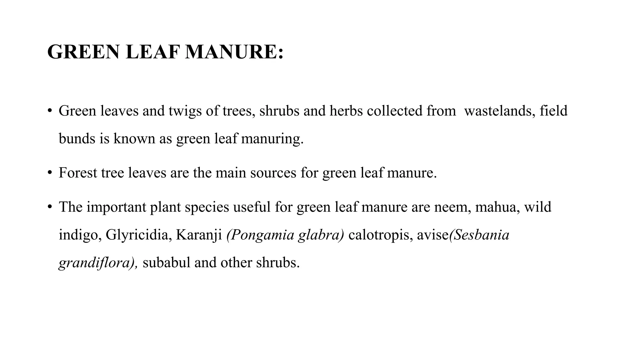 A.Vasanth , donbosco college of agriculture ROLE OF GREEN MANURE AND ...