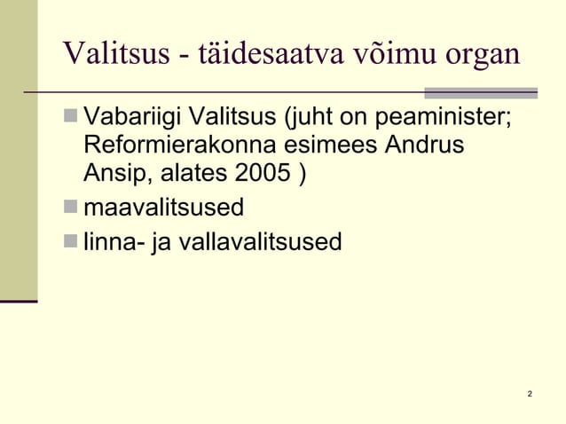 Vabariigi valitsus. 9. klass | PPT