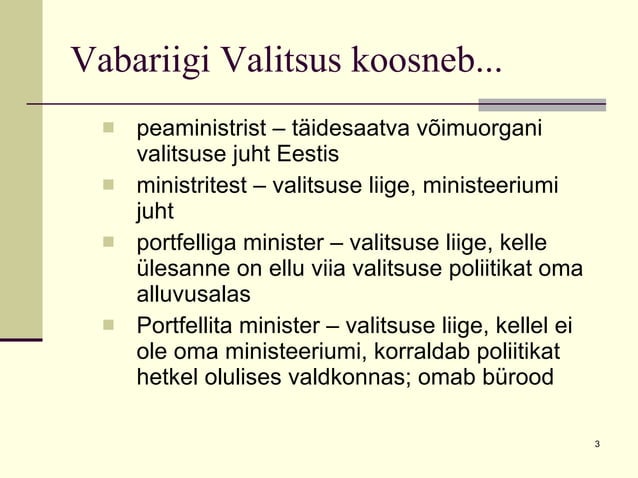 Vabariigi valitsus. 9. klass | PPT
