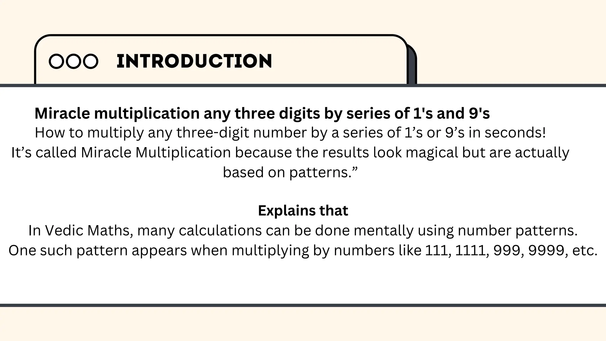 Vac- Vedic Maths Miracle Multiplication, excellent division, enlighten ...