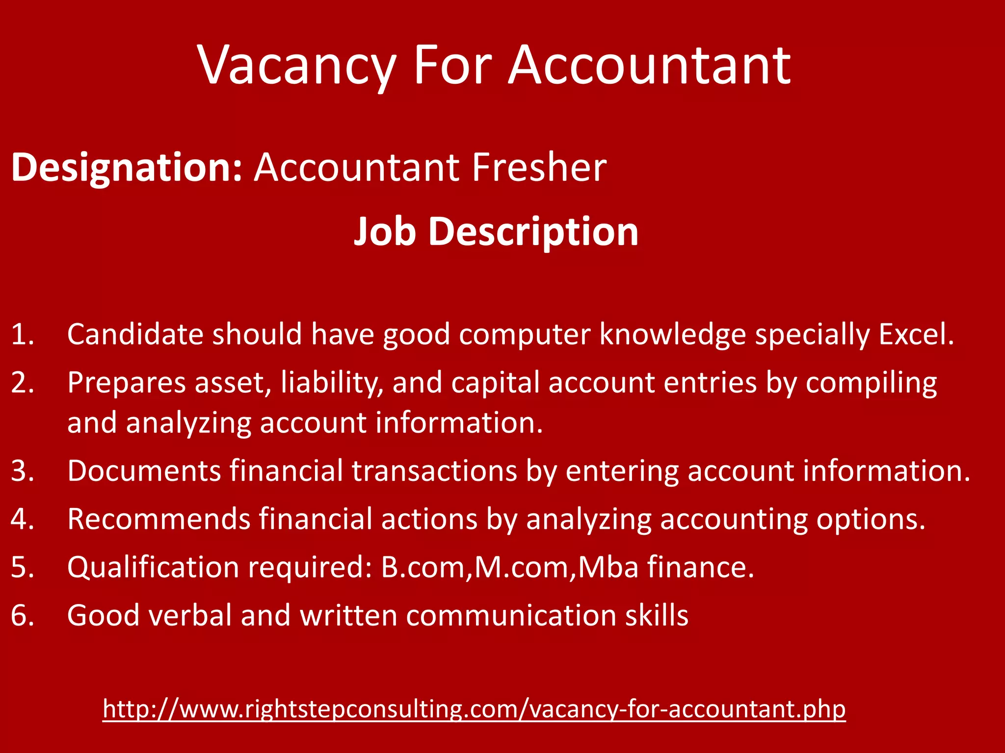 Vacancy for accountant | PPT