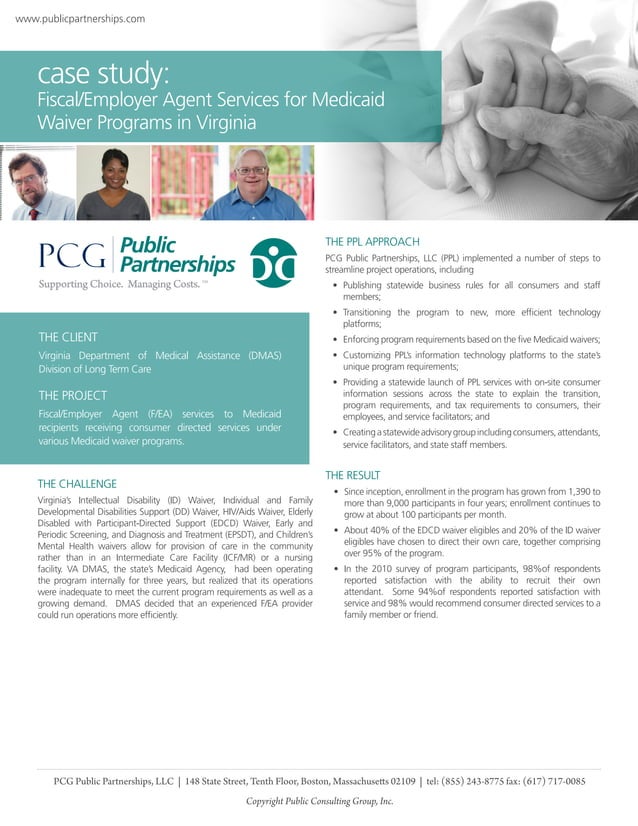PCG Public Partnerships Case Study, VA DMAS Program | PDF