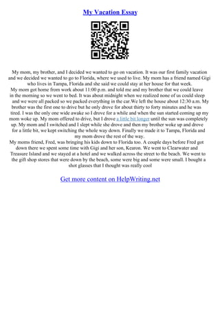 Vacation Essay | PDF