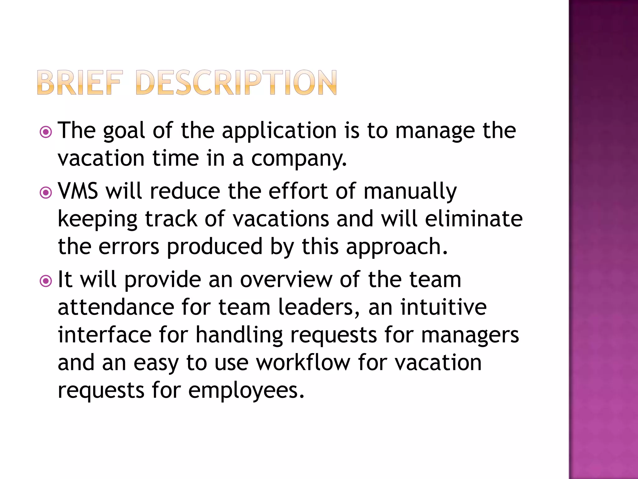 Vacation management system | PPTX