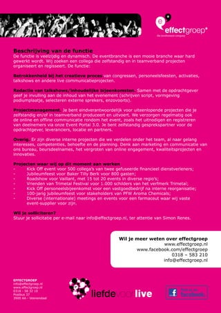 Vacature event manager | PDF | Job Fairs | Job Search