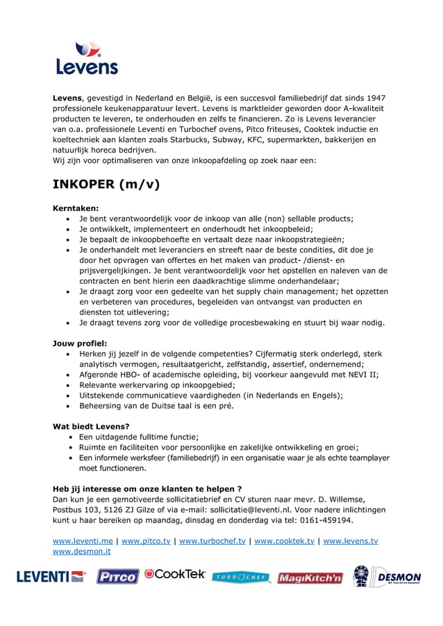 Vacature Inkoper | PDF