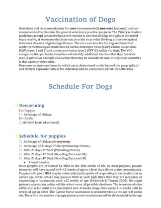 Vaccination schedule for dogs and cats | DOCX