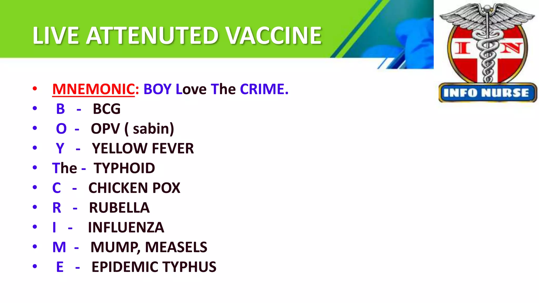 Vaccine mnemonics | PPTX