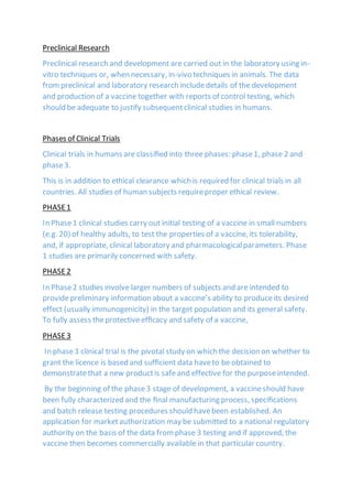 Vaccines and their clinical phase(1,2,3) | DOCX