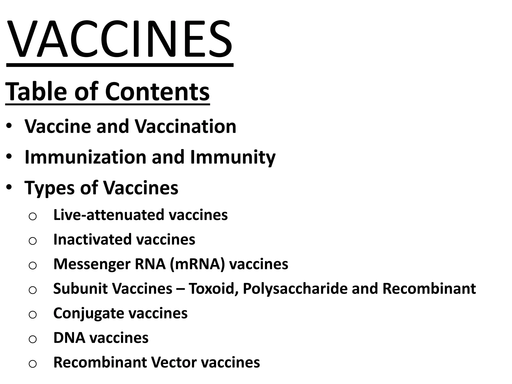 Vaccines and Type of Vaccines | PPTX
