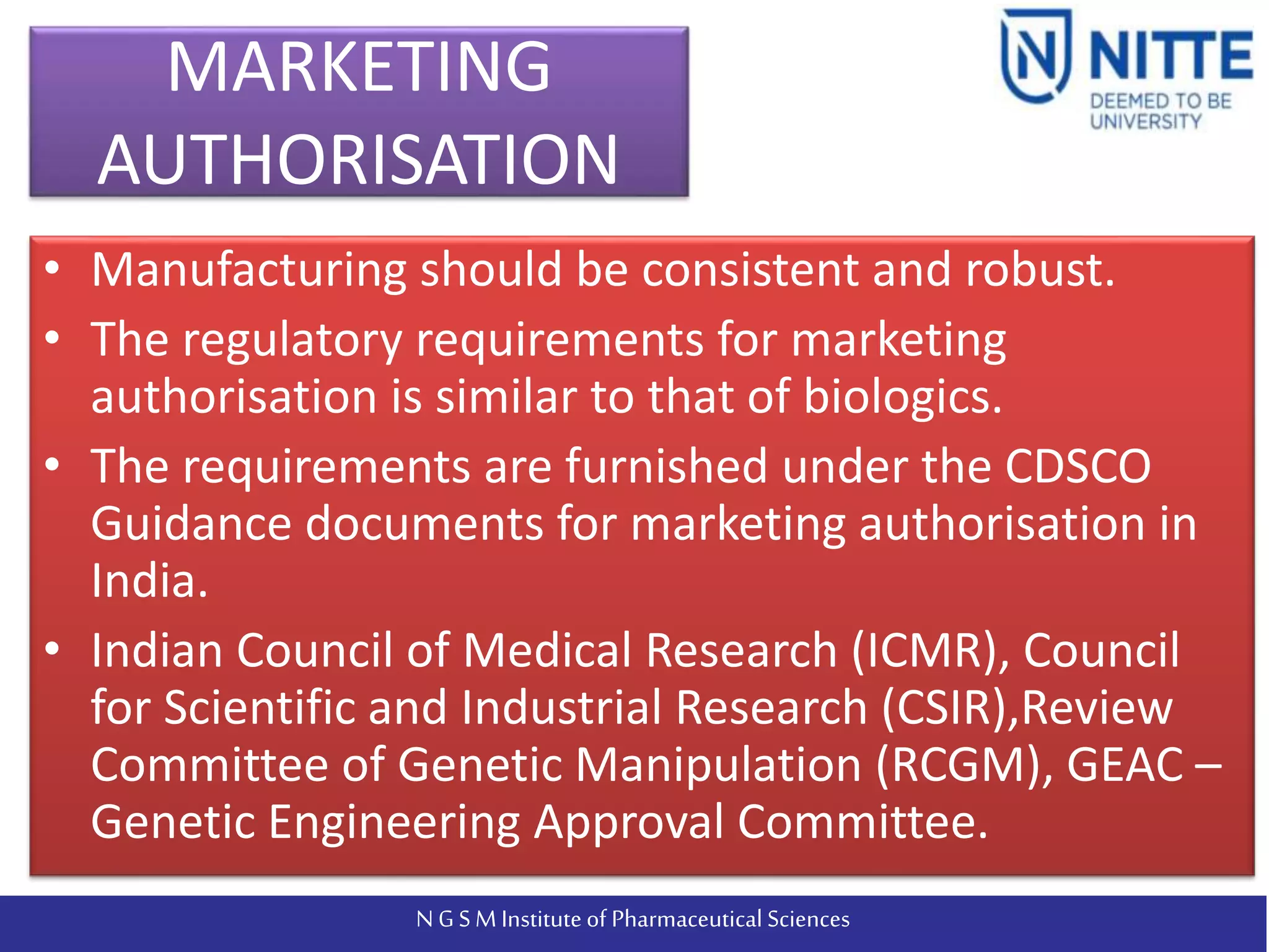 MARKETING AUTHORISATION, LICENSING AND QUALITY ASSESSMENT OF VACCINES ...