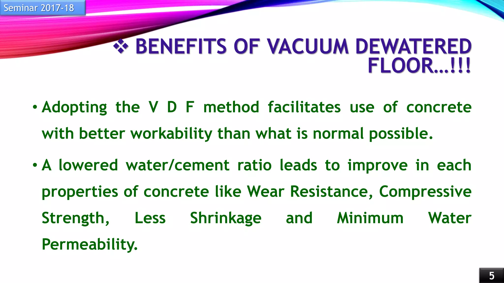 VACUUM DEWATERED FLOORING ( V D F ) | PPTX