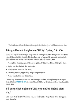 Làm Vách Ngăn Alu CNC Cao Cấp Chuyên Nghiệp Giá Ưu Đãi | PDF