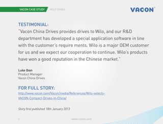 Wilo selects VACON® Compact Drives in China | PDF