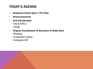 Va constitution & overview of state govts | PPTX