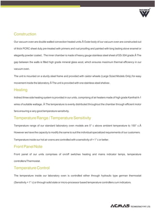 Vacuum Oven Round by ACMAS Technologies Pvt Ltd. | PDF