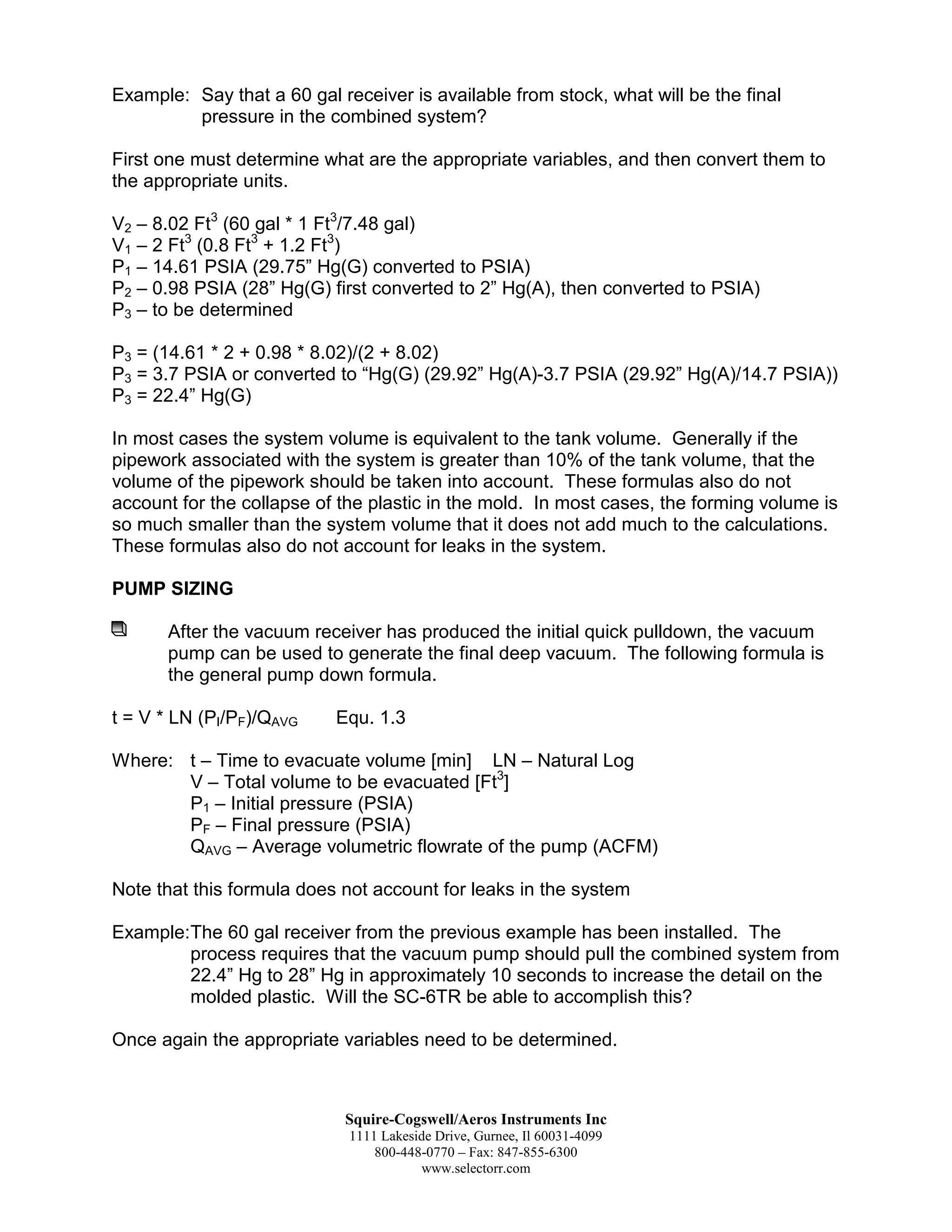 Vacuum pump-sizing | PDF