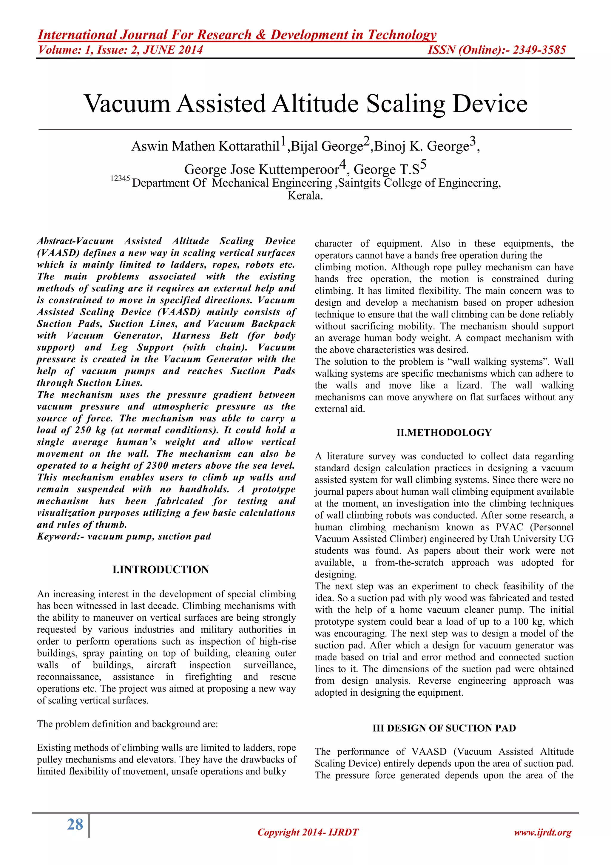 Vacuum assisted altitude scaling device | PDF | Climbing | Extreme Sports