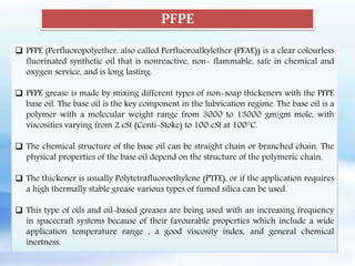Vacuum compatible lubricants | PPTX