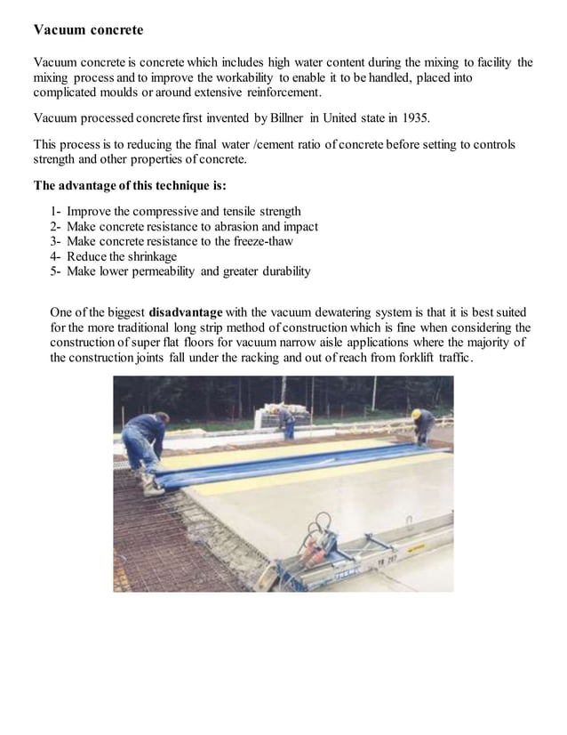 Improve concrete strength and durability with vacuum dewatering | PDF