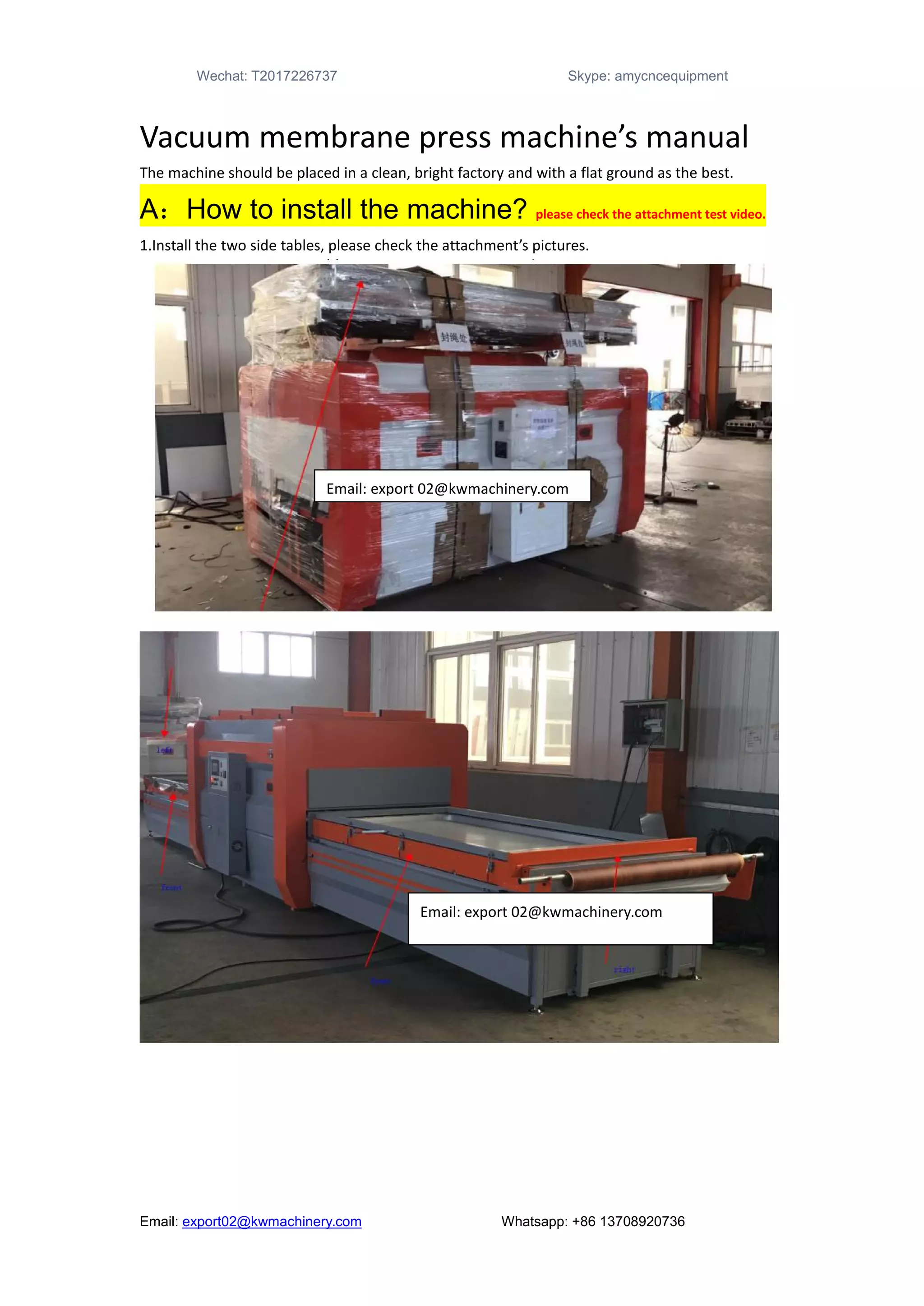 Vacuum membrane press machine's manual | PDF