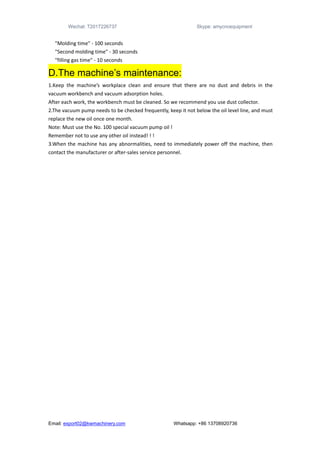Vacuum membrane press machine's manual | PDF