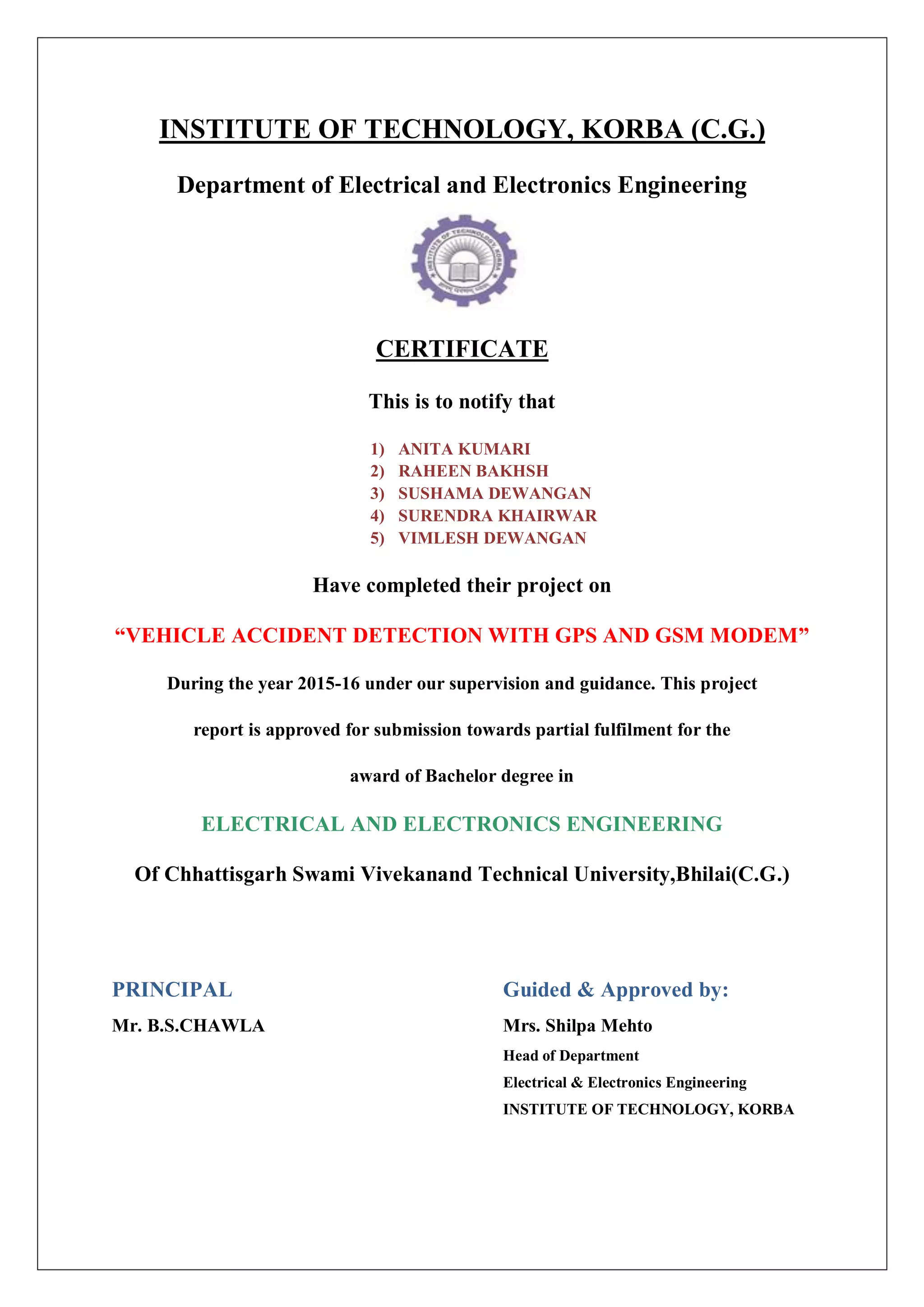 Vehicle accident detection system (VAD) | PDF