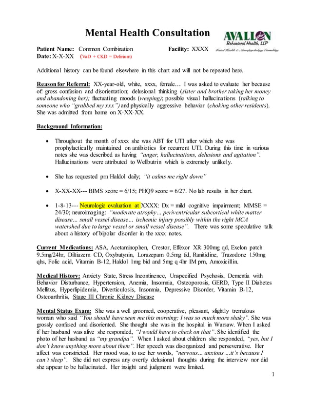 VaD plus Chronic Kidney Disease = Delirium | DOCX