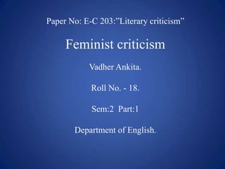 Feminist Criticism | PPT