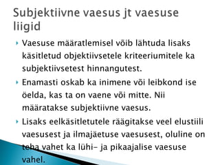 Vaesuse arengud eestis | PPT